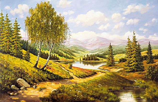 Obrazy - krajiny: Břízy u pěšiny (30 x 40 cm) foto 1 - Heureka.cz Obrazy - krajiny: Břízy u pěšiny (30 x 40 cm) foto 1 - Heureka.cz