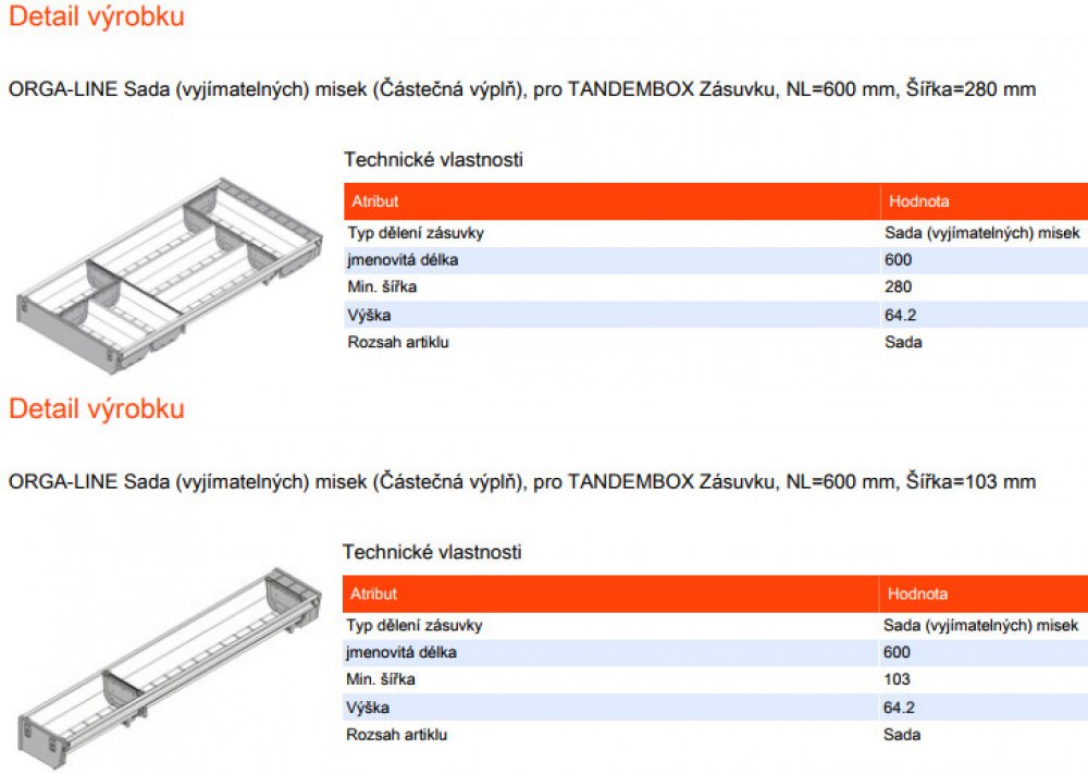 Blum Sada misek Blum pro šířku korpusu 601-699mm ZSI.500BI1N+ZSI.500BI3 ...