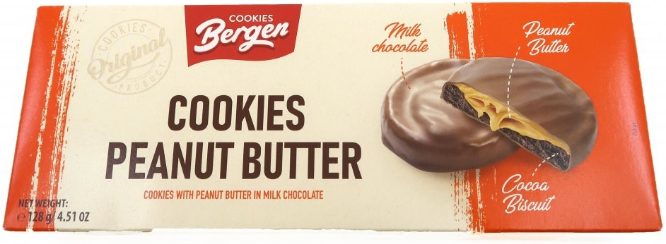 BERGEN COOKIES PEANUT BUTTER 128 g od 26 Kč - Heureka.cz