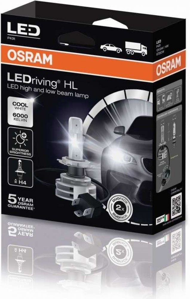 Autožárovky – Osram LEDriving HL H4 P43t 12/24V 14W Gen2 Cool White 9726CW