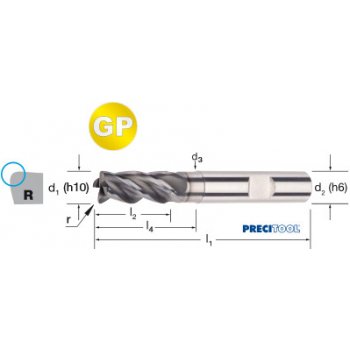 PRECITOOL Fréza tvrdokovová torusová gp 4-břitá dlouhá stopka hb 179069 ...