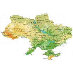 Magnetická mapa Ukrajiny, geografická, reliéfní (pozinkovaný plech) 99 ...