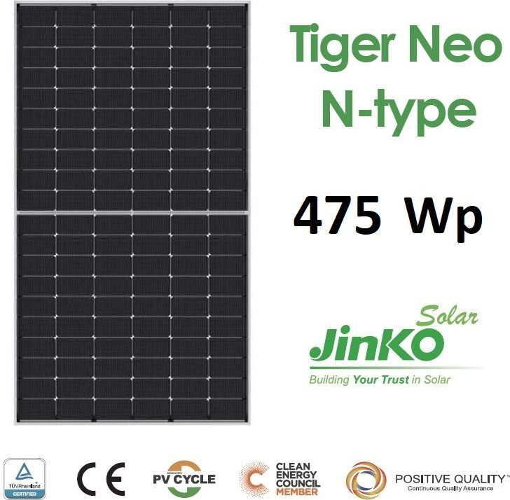 Jinko Solar N-TYPE 475W fotovoltaický panelový modul s černým rámem ...