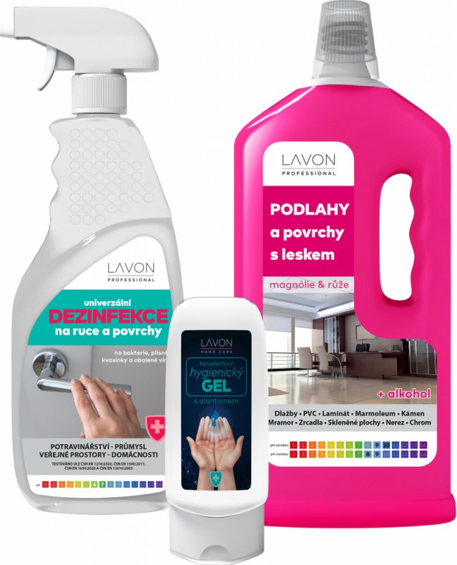 LAVON Podlahy a povrchy s leskem magnolie 1 l+ Bezoplachový hygienický gel 50 ml +Univerzální ...