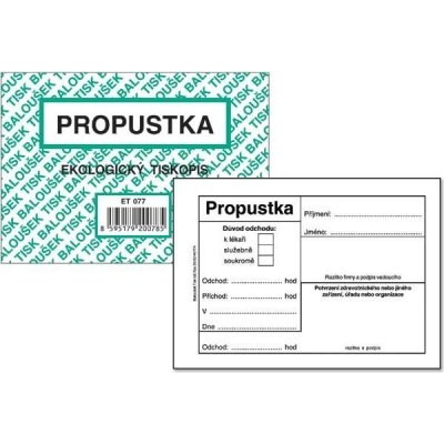 Baloušek Tisk ET077 Propustka A7 od 8 Kč - Heureka.cz