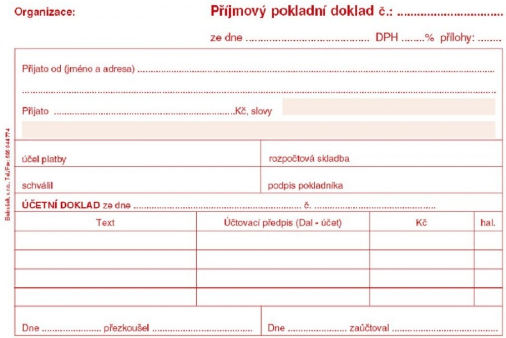Baloušek Tisk PT030 Příjmový pokladní doklad, podvojné účetnictví, A6 ...