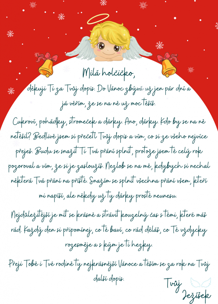 DOPISY - JEŽÍŠEK TYP DOPISU: DOPIS OD JEŽÍŠKA, VARIANTA DOPISU: DOPIS PRO HOLČIČKU, ZASLÁNÍ: PDF ...