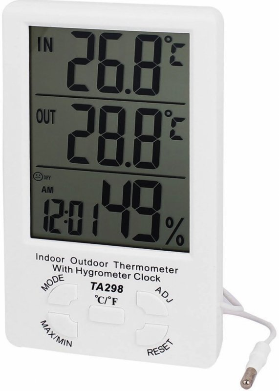 HomePRO TA298 Digitální teploměr, vlhkoměr interiéru a exteriéru -40 °C ...