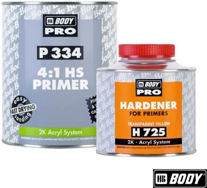 HB BODY PRO P 334 2K HS Filling Primer 4:1 1 l + 0,25 l šedý – Zboží Mobilmania