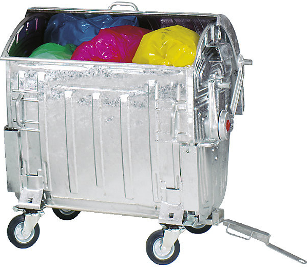 EUROKRAFT Ocelový kontejner na odpad, ČSN EN 840-5/-6 ,objem 1100 l od ...