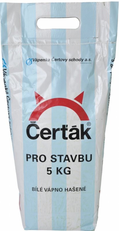 Příměsi do stavebních hmot – Vápno Čerťák hašené bílé pro stavbu 5 kg
