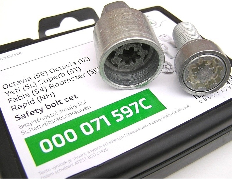 Škoda Auto Bezpečnostní šrouby kol Škoda - originál 000071597C od 520 ...