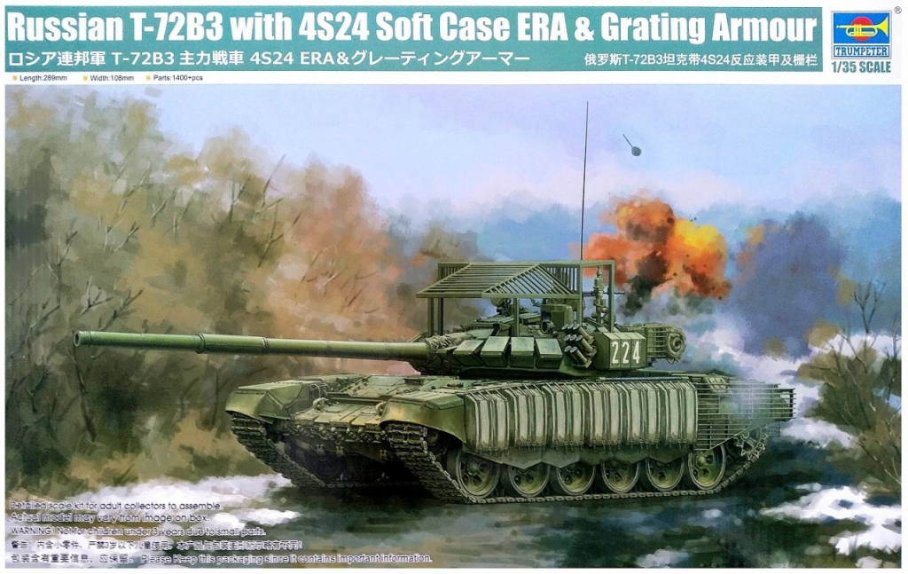 Trumpeter Russian T-72B3 with 4S24 Soft Case ERA & Grating Armour 1:35 ...