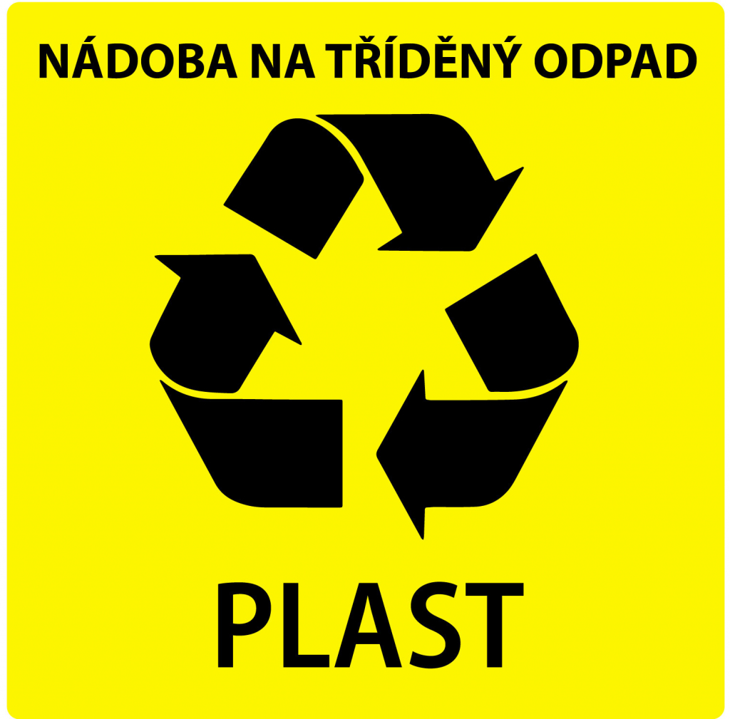 Jmenovky-eshop.cz Piktogram nádoba na tříděný odpad plasty samolepka ...