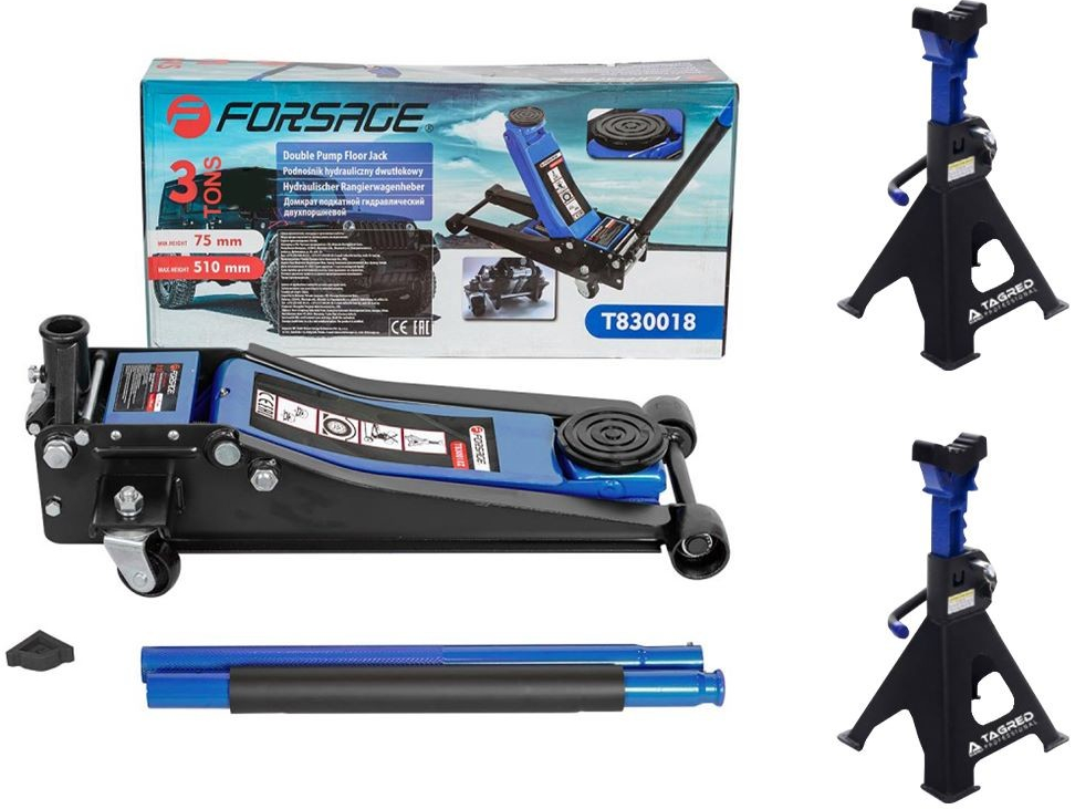Forsage Hydraulický nízkoprofilový zvedák 3 t T830018 s podpěrami 3t ...