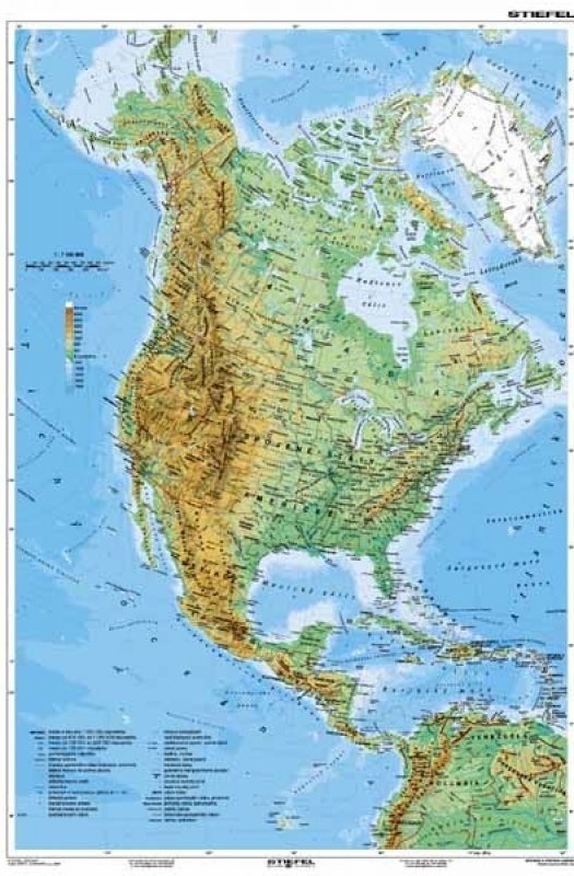 Severní a Střední Amerika geografická politická mapa A3 – Zboží Mobilmania