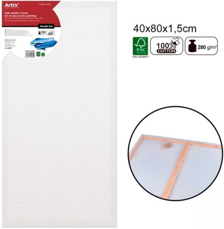 Artix Plátno šeps na rámu 280g 40 x 80 cm podklad pro malbu obdelník na rámu 280 g – Zboží ...