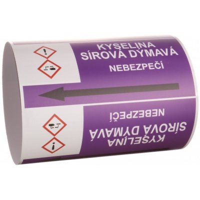 Páska na značení potrubí Signus M25 - KYSELINA SÍROVÁ DÝMAVÁ Samolepka ...