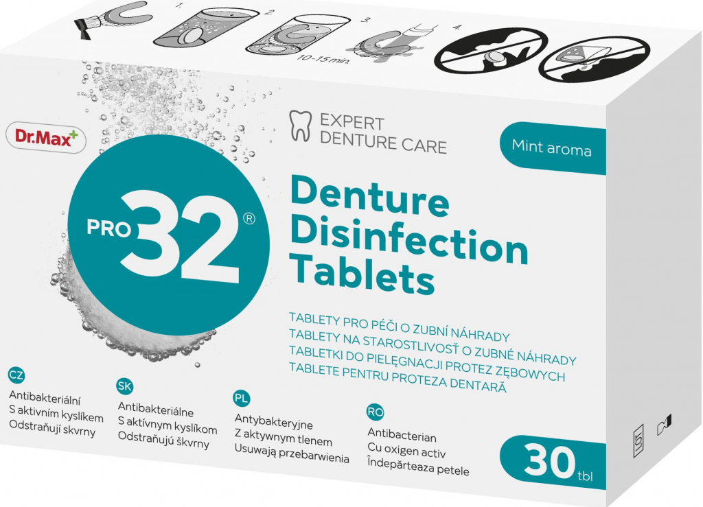 Dr.Max PRO32 Denture Disinfection Tablets 30 tablet od 99 Kč - Heureka.cz