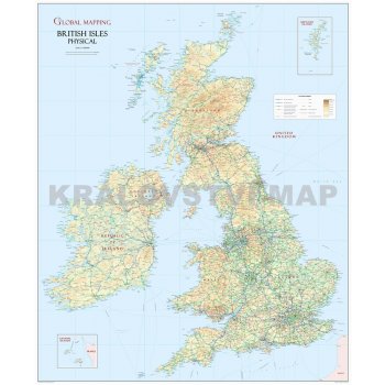 Velká Británie a Irsko - nástěnná zeměpisná mapa - Mapa, lamino, černý ...
