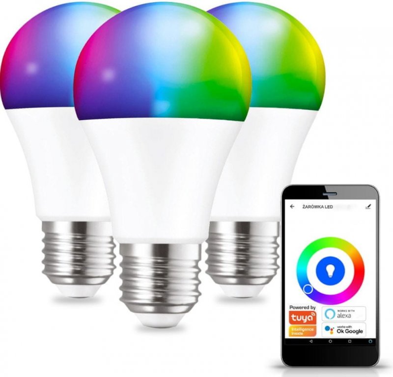 Žárovky – Spectrum 3x Żarówka LED E27 A60 13W = 98W 1500lm RGB+CCT 210 ...