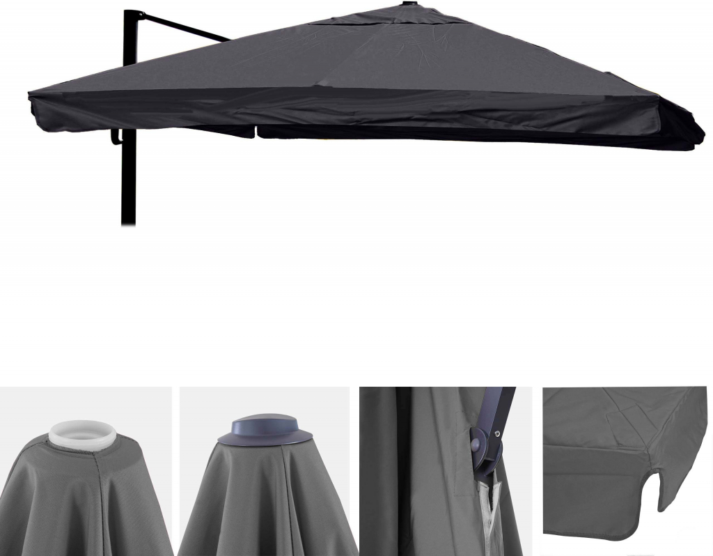 Mendler Náhradní potah pro světelný slunečník HWC-A96 s klapkou, potah na slunečník, 3x3m (4,24m ...