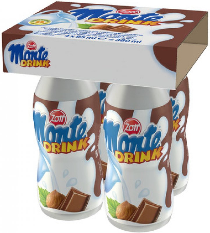 Zott Monte drink mléčný nápoj čokoládový s lískovými oříšky 4 x 95 ml ...