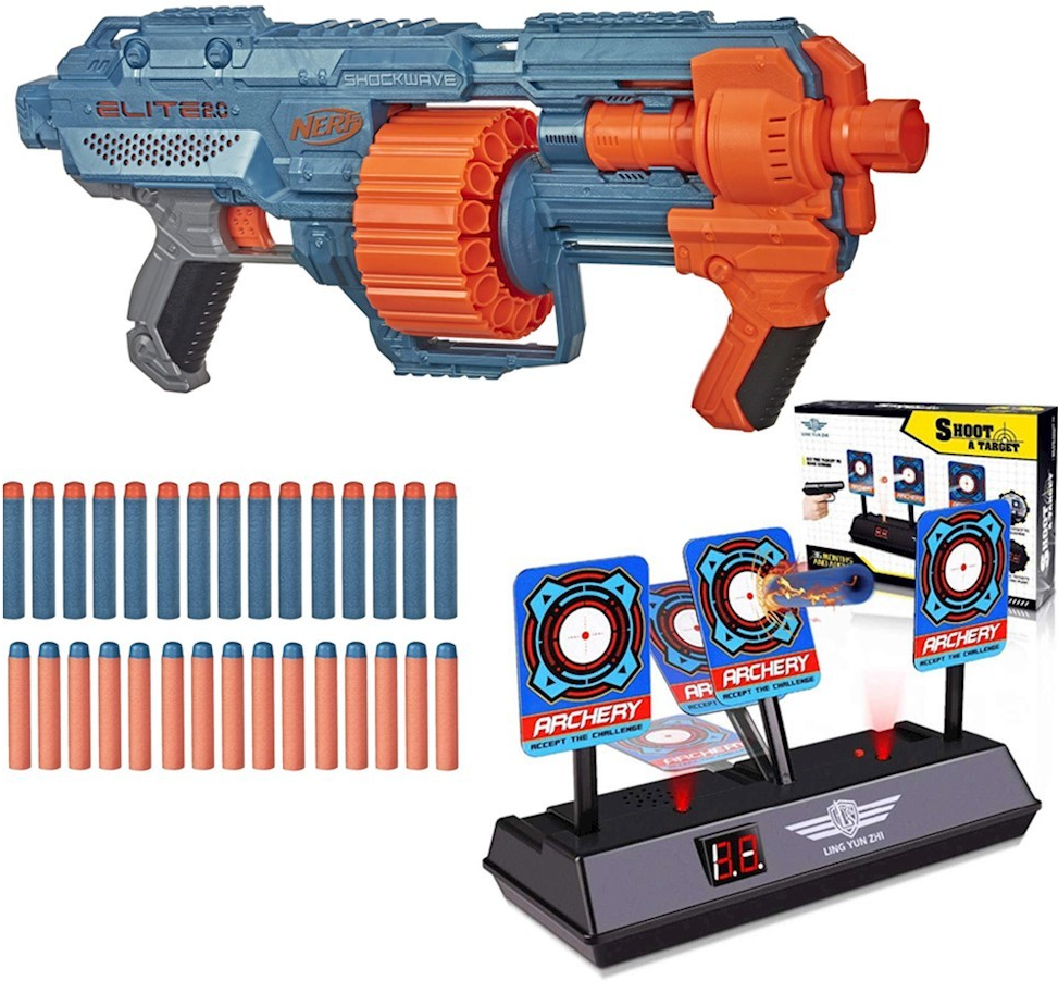 Nerf Elite 2.0 Shockwave RD-15 E9527 +Elektronický terč - 3 terče od 1 ...