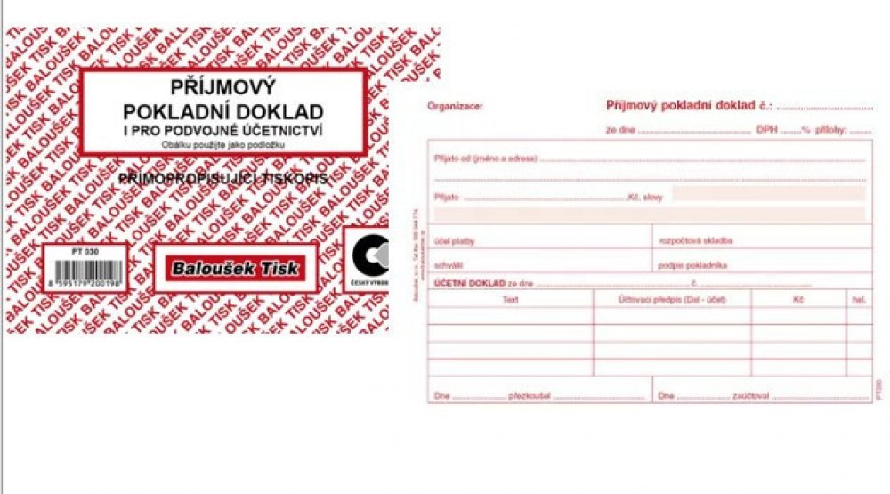 Baloušek Tisk PT030 Příjmový pokladní doklad, podvojné účetnictví, A6 ...