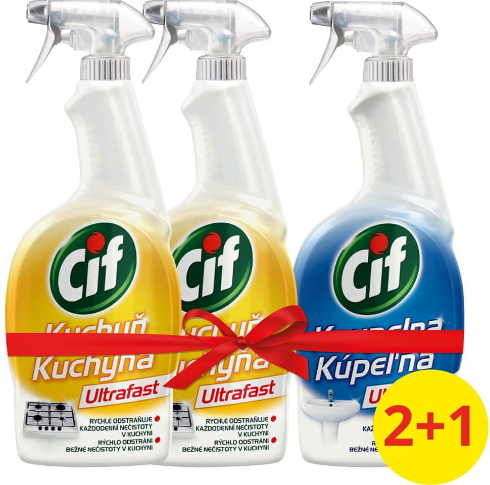 Cif Ultrafast Koupelna čistící sprej 2 x 750 ml + Ultrafast Kuchyň 750 ...