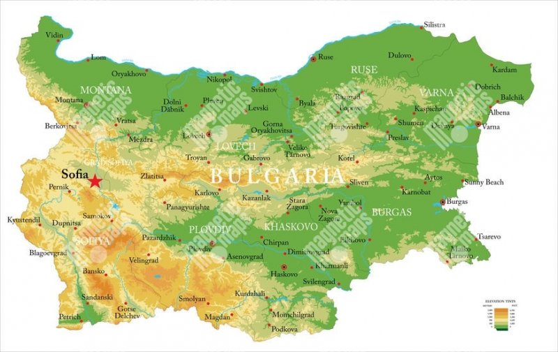 Magnetická mapa Bulharska, geografická, reliéfní (pozinkovaný plech ...
