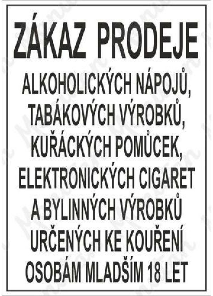 Zákaz prodeje alkoholických a tabákových výrobku osobám mladším 18-ti ...