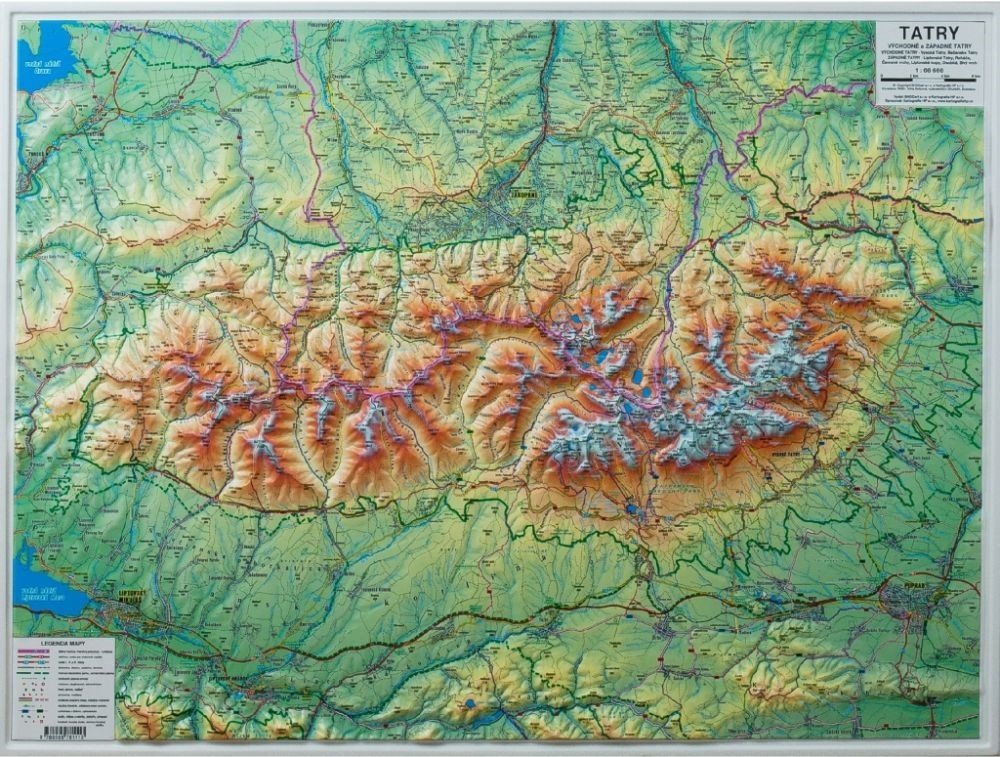 Kartografie HP Tatry - nástěnná plastická mapa Varianta: bez rámu ...