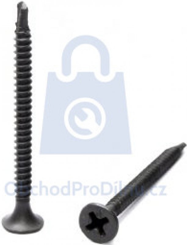 Vrut do sádrokartonu, dvouchodý závit, zápustná hlava, DIN 18182D, s vrtáčkem 3,5 x 55, balení ...