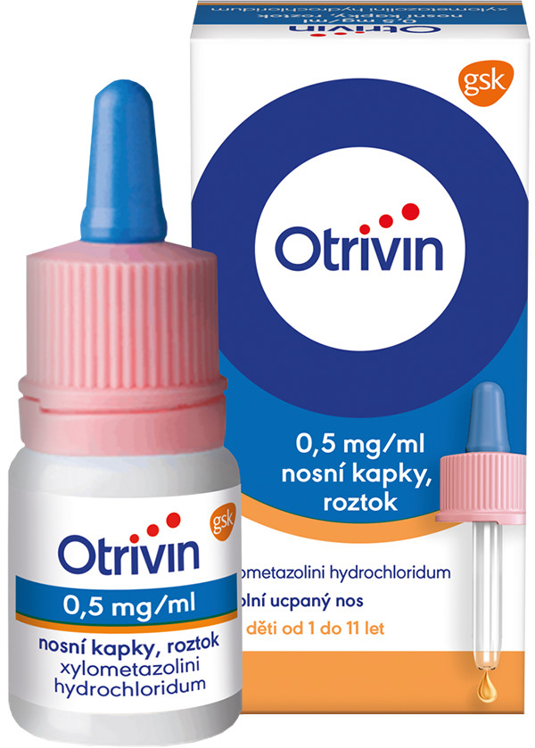 Otrivin 0,5mg/ml nosní kapky pro děti při léčbě ucpaného nosu 10 ml od ...