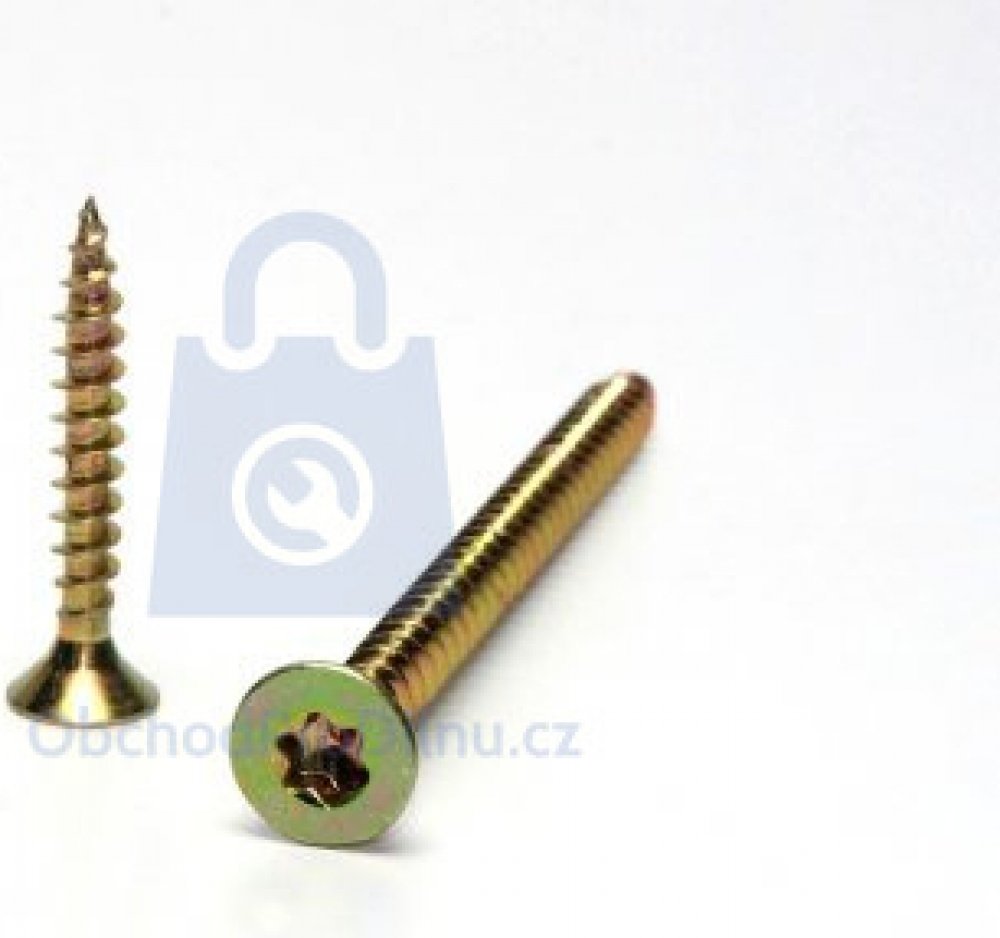 Vrut se zápustnou hlavou, TORX, plný závit, žlutý zinek 5 x 70 TRX25, balení 250 ks na Hledejceny.cz