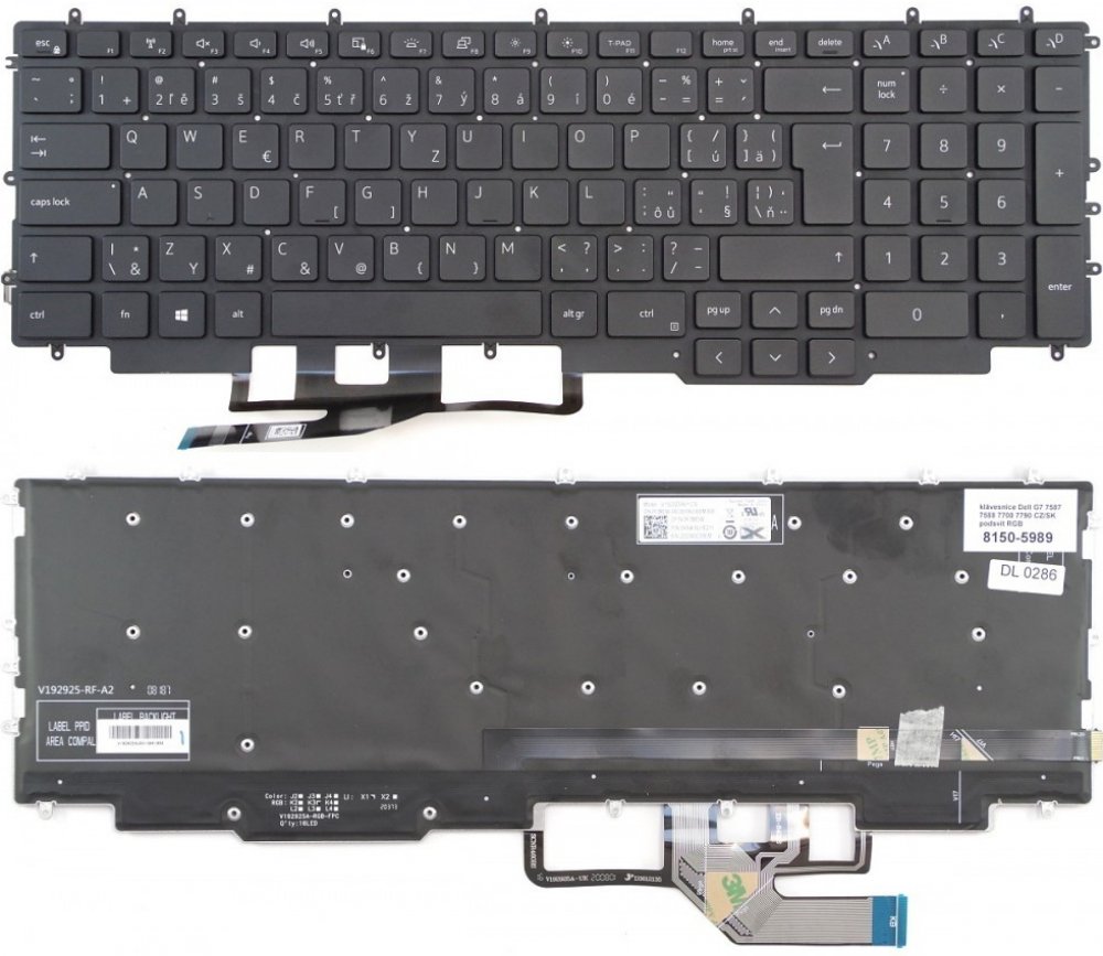česká klávesnice pro notebook Dell G7 7587 7588 7700 7790 CZ/SK podsvit ...