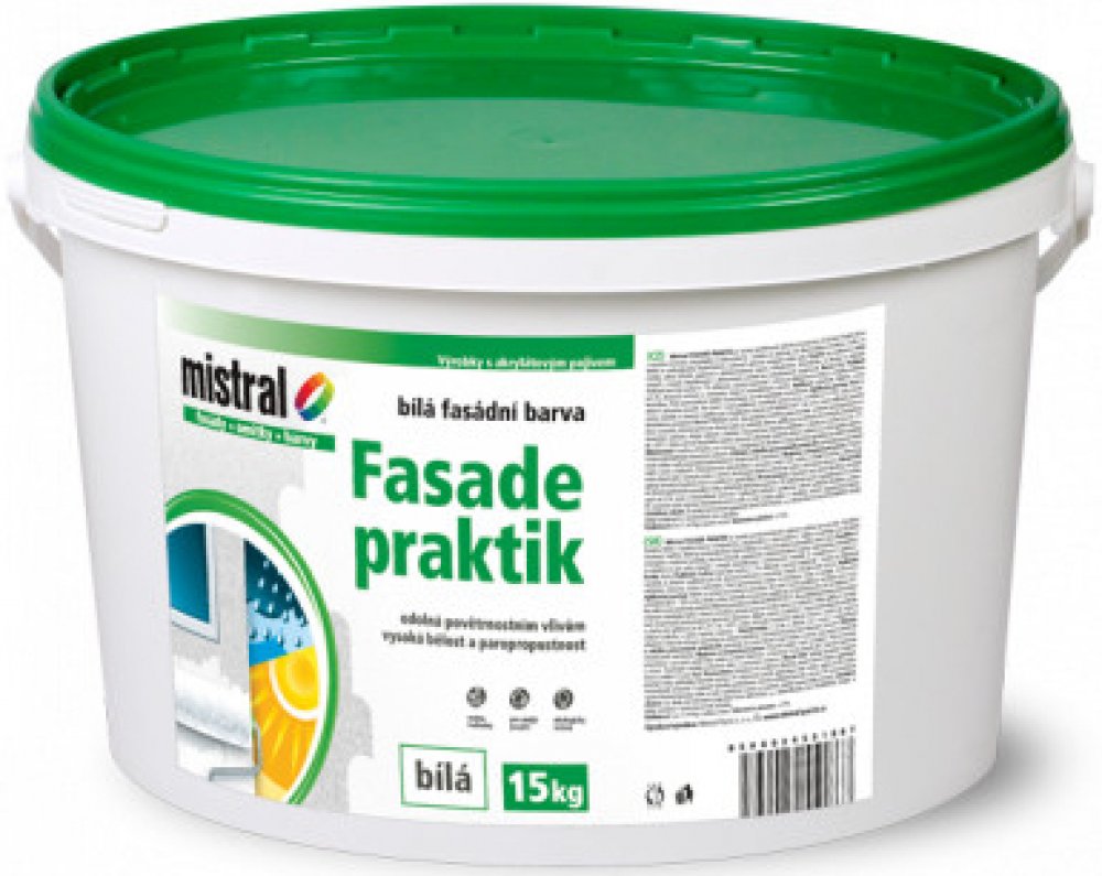 Mistral Fasade praktik akrylátová fasádní barva bílá 15kg od 1 071 Kč ...
