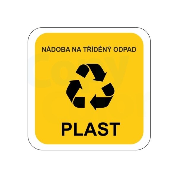 PLAST - Nádoba na tříděný odpad - Samolepka na popelnice, Velikost 30x ...