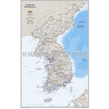 Korejský poloostrov (Severní a Jižní Korea) - nástěnná mapa 60 x 90 cm ...