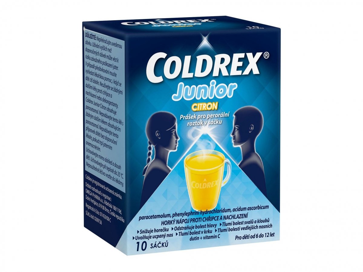COLDREX JUNIOR CITRON POR 300MG/5MG/20MG POR PLV SOL SCC 10 I od 119 Kč ...