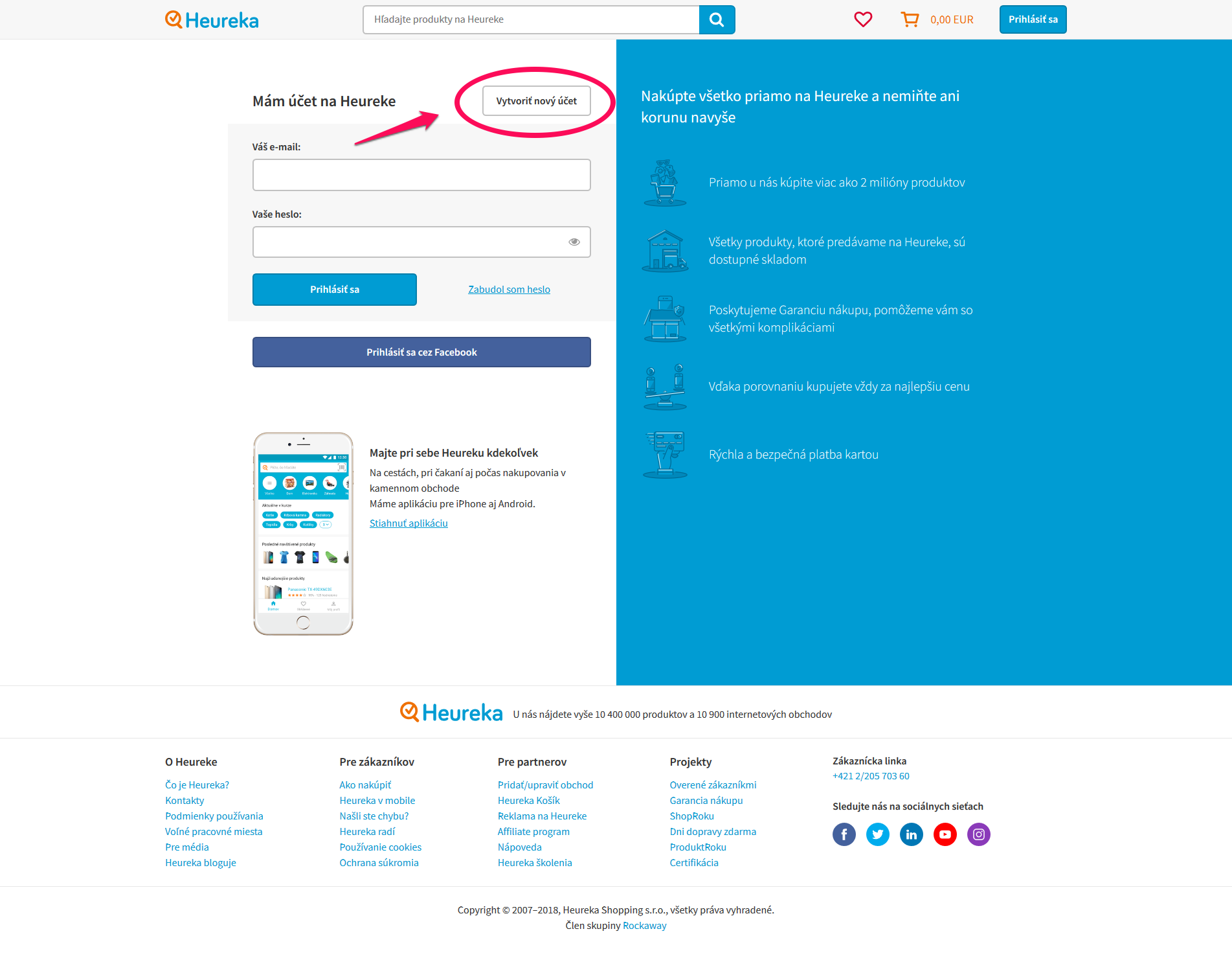 Registrácia eshopu - Heureka.sk