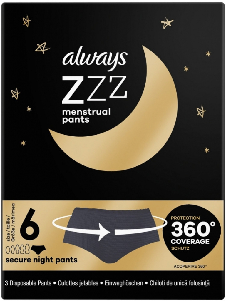 Always ZZZ Nočné jednorazové menštruačné nohavičky 3 ks od 3,91 € - Heureka.sk