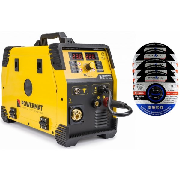 Powermat PM-IMG-220L-PRO MIG MAG TIG MMA 220A + 5x 10101 kotúčov na kov ...