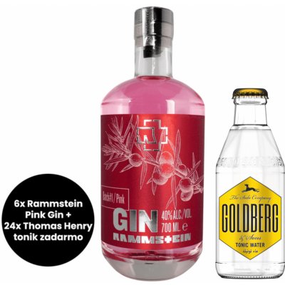 Rammstein Pink Gin + 24 x Goldberg Tonic 40% (set 6 x 0,7 L, 24 x 0,2 L ...